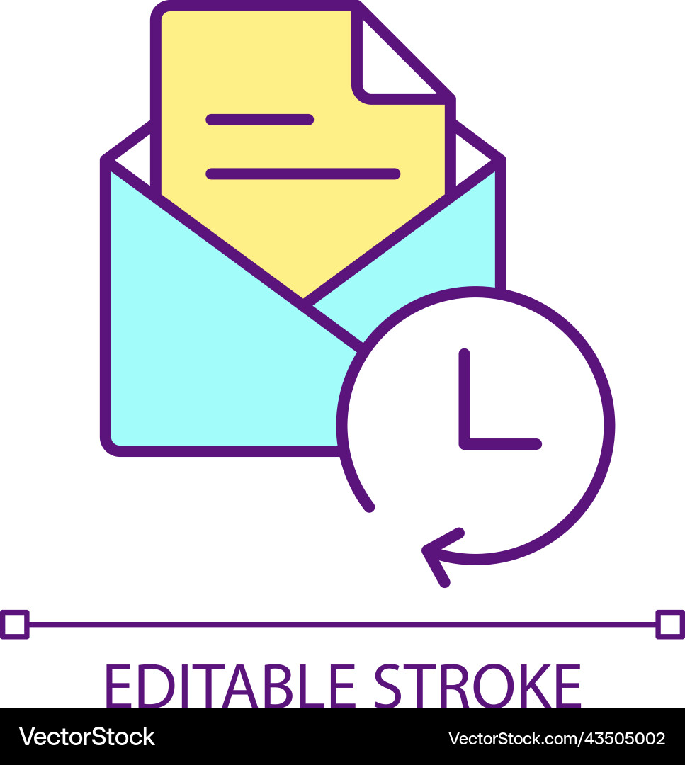 Delay letter sending rgb color icon Royalty Free Vector