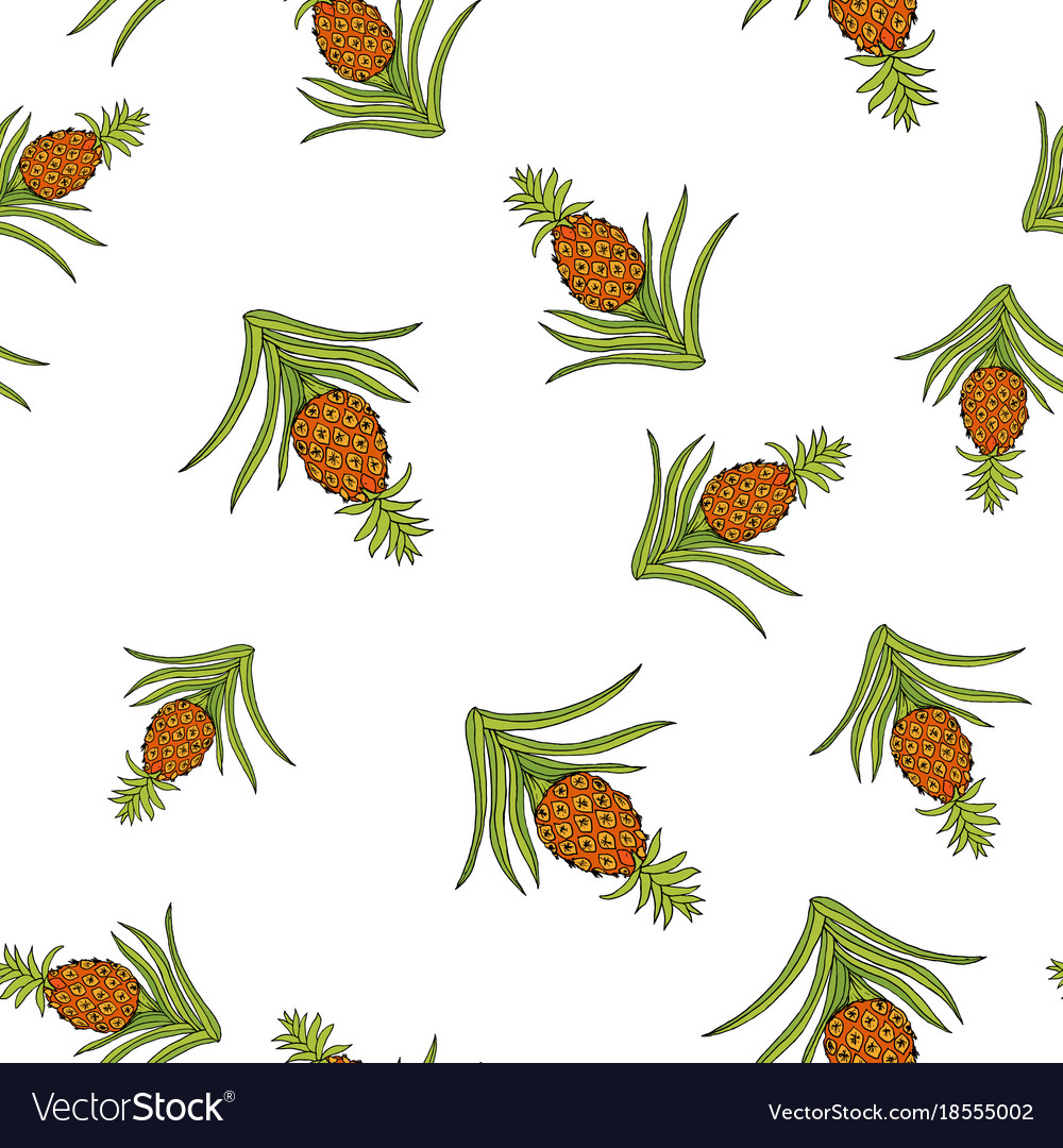 Hand drawn pineapple seamless pattern Royalty Free Vector