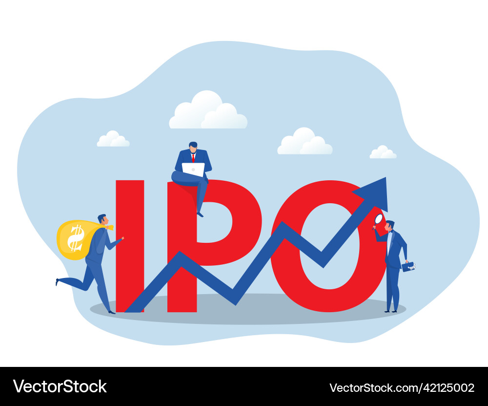Ipo initial public offering people investing Vector Image