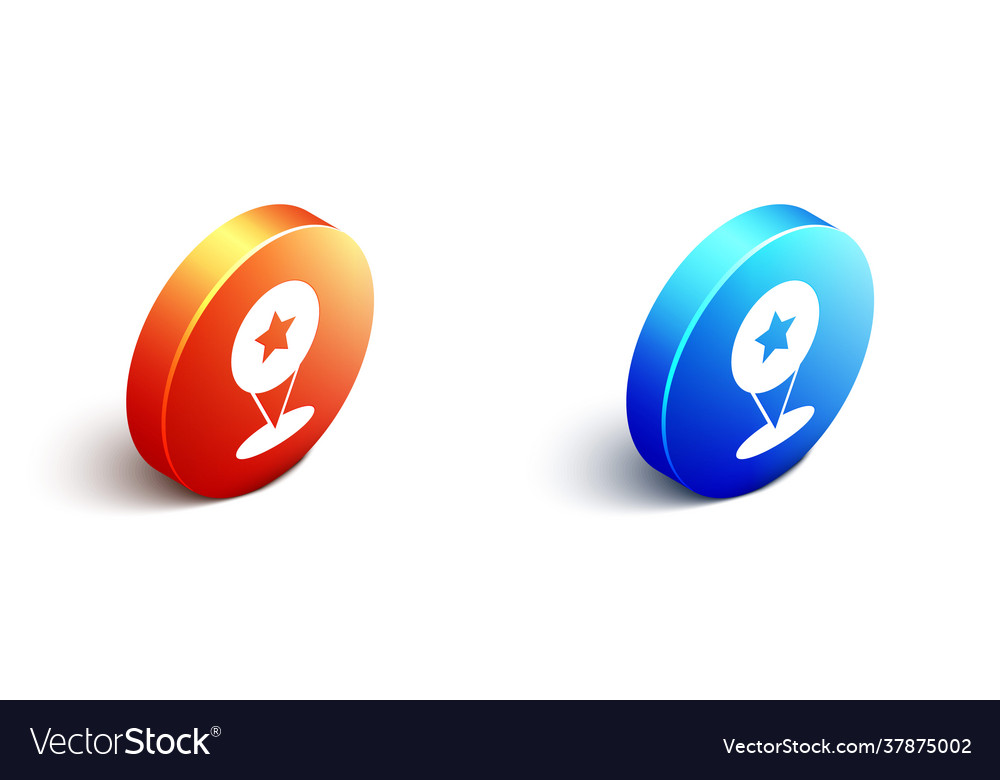 Isometric map pointer with star icon isolated Vector Image
