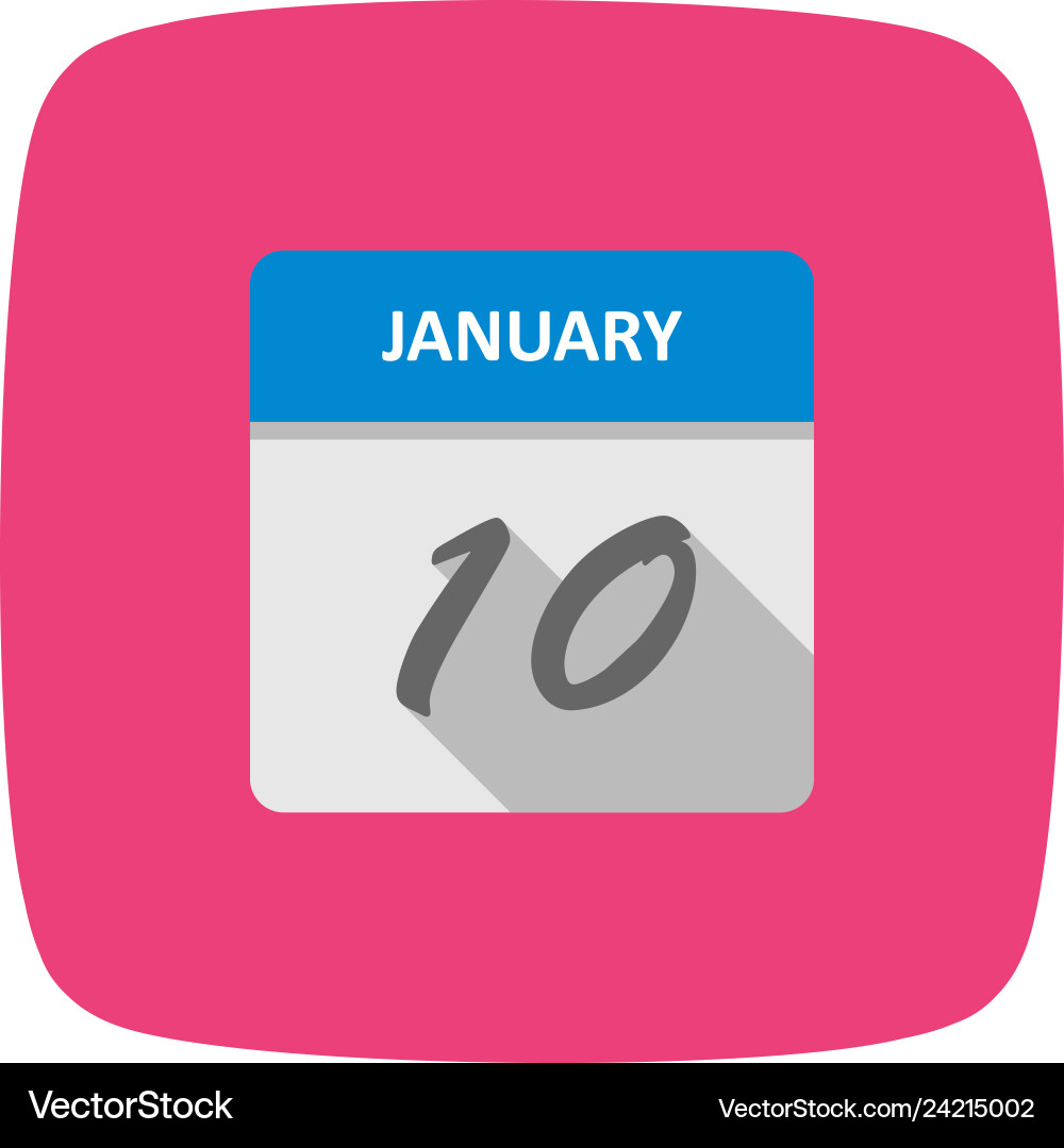 January 10th date on a single day calendar Vector Image
