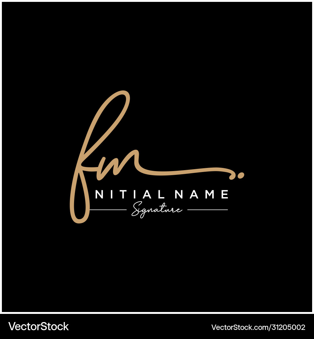 Letter fm signature logo template Royalty Free Vector Image
