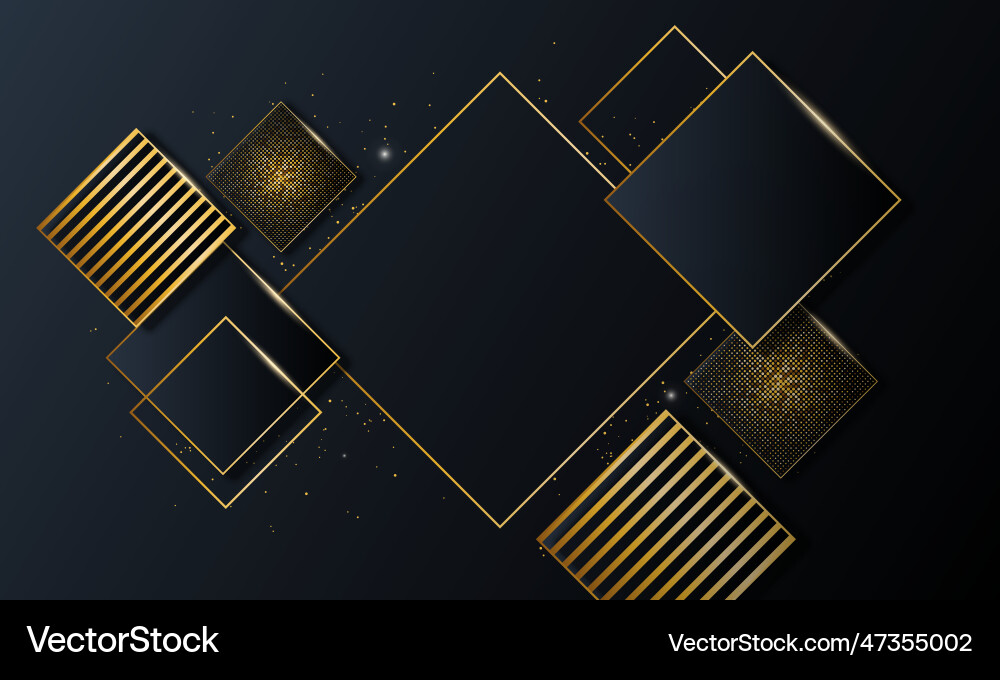 Luxury dark navy and golden rectangles background Vector Image