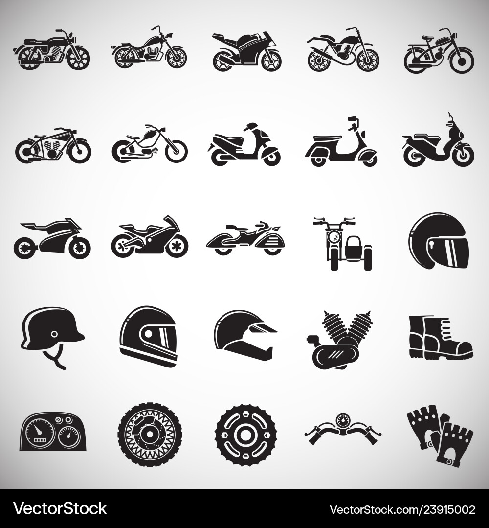 Motorcycle icons set on white background Vector Image