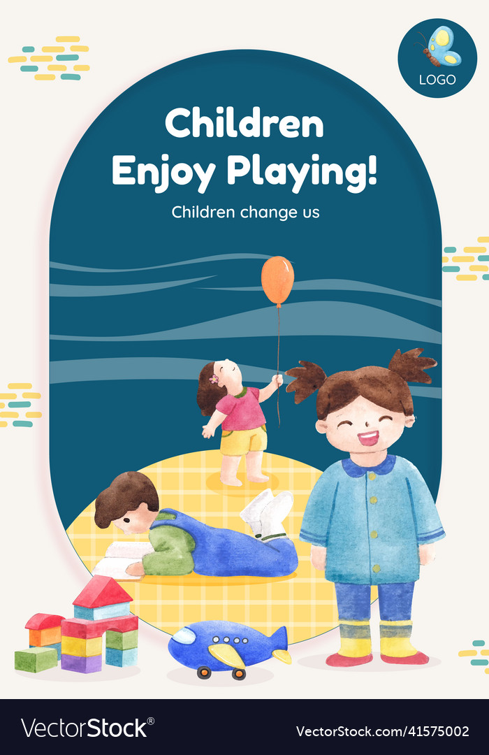 Poster template with happy children Royalty Free Vector