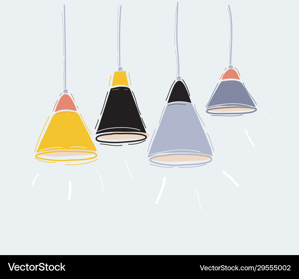 Set pendant hanging lamps on white Royalty Free Vector Image