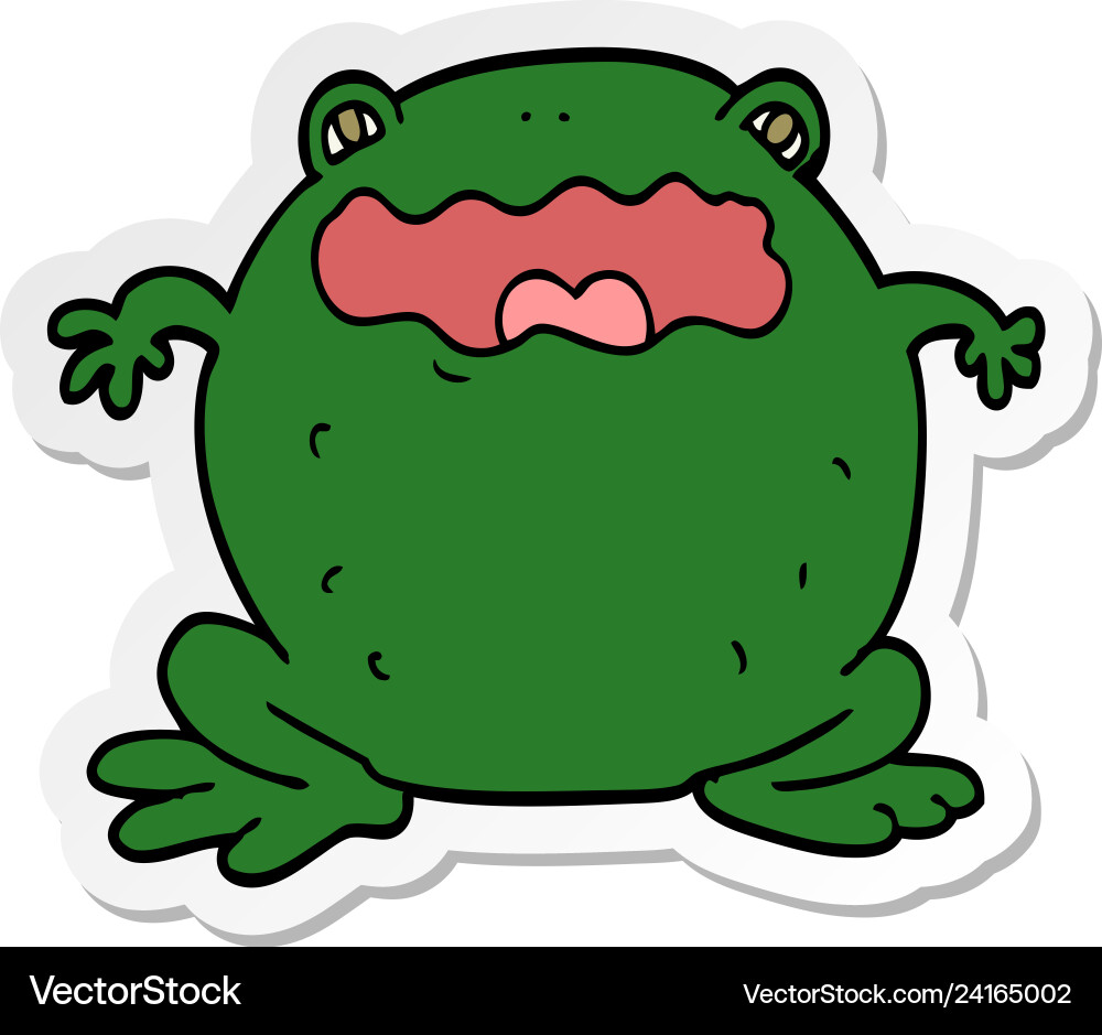 Sticker of a cartoon toad Royalty Free Vector Image