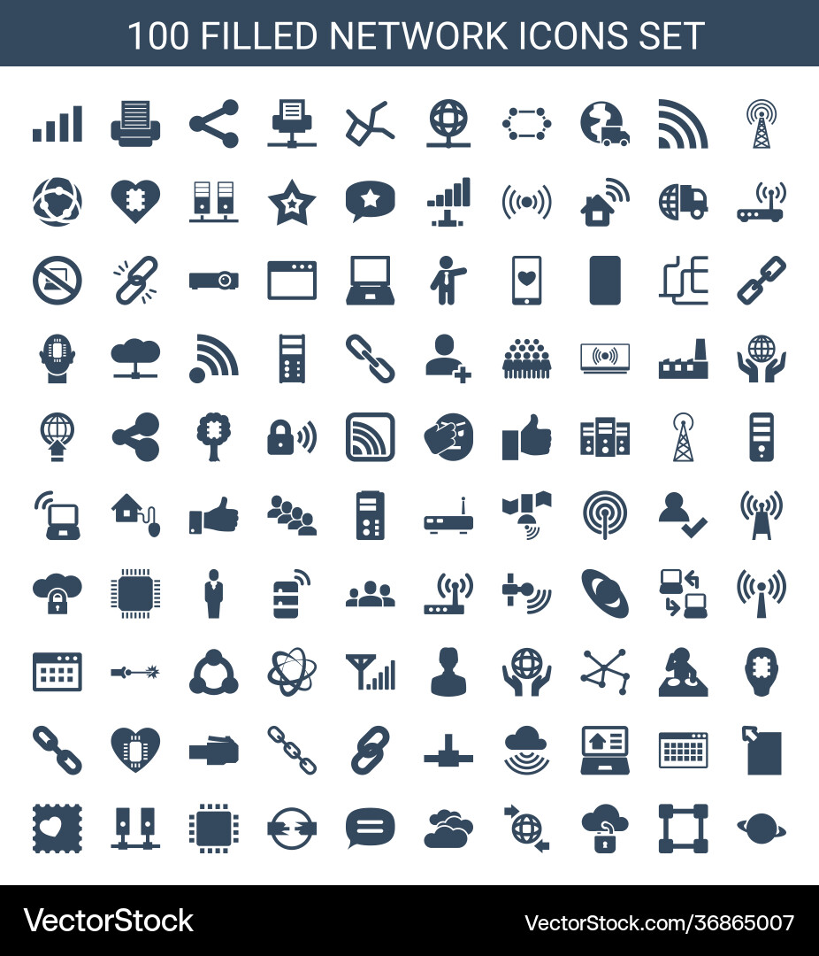 100 network icons Royalty Free Vector Image - VectorStock
