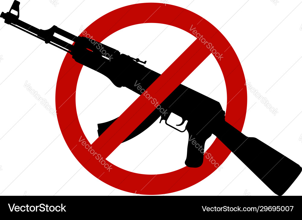 Assault rifle silhouette sign Royalty Free Vector Image
