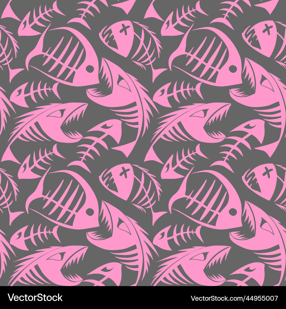 Bright seamless pattern of pink graphic fish Vector Image