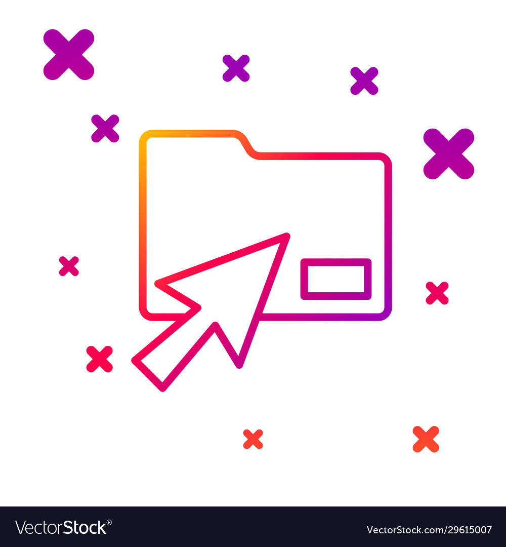Color line cursor click document folder icon Vector Image