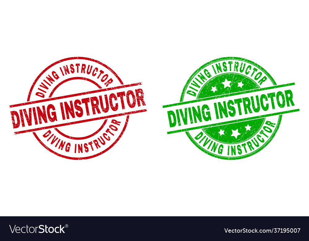 Diving instructor round watermarks using corroded Vector Image