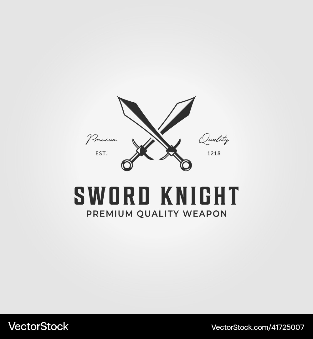 Dual sword logo icon vintage design Royalty Free Vector