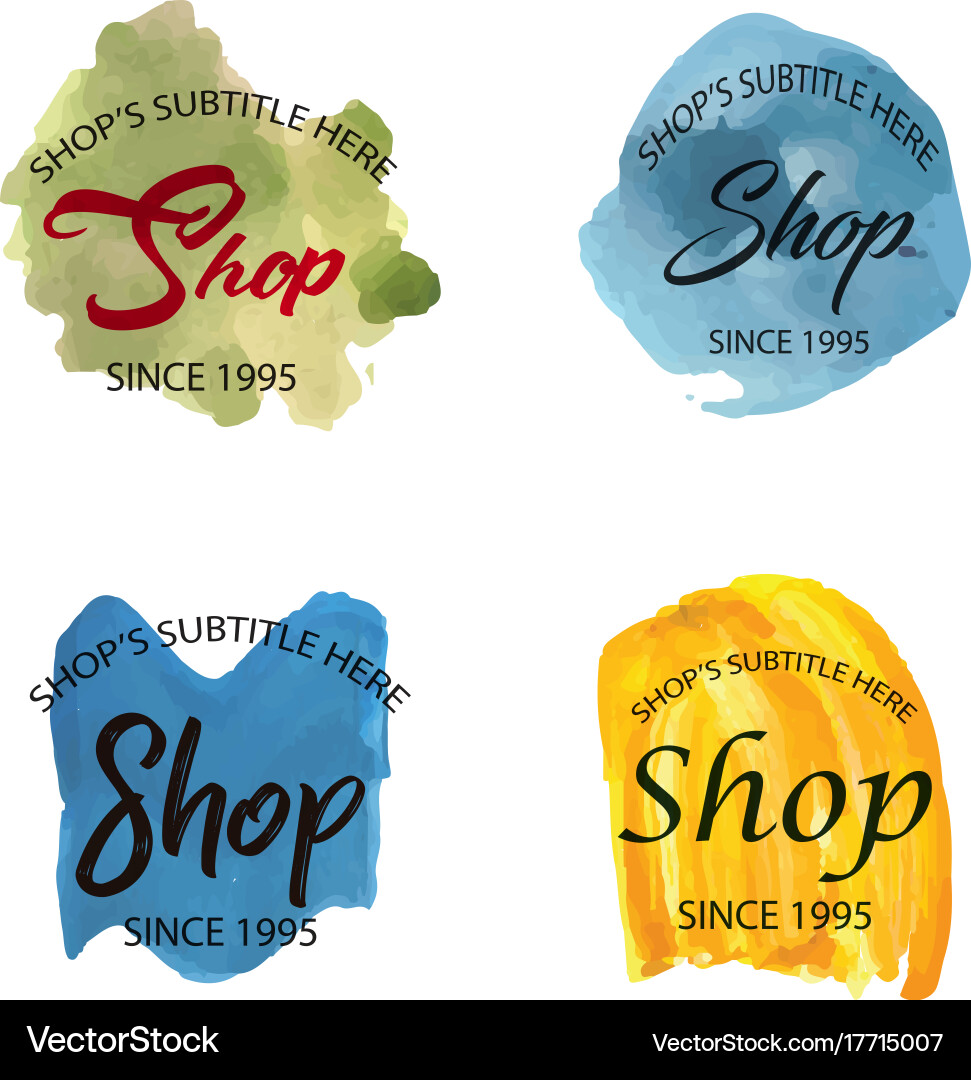 Handdrawn watercolor splatter logos Royalty Free Vector