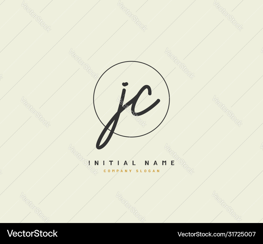 J c jc beauty initial logo handwriting Royalty Free Vector