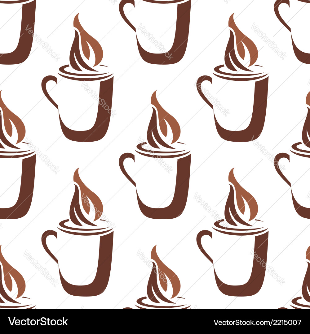 Seamless pattern of a mug steaming hot coffee Vector Image