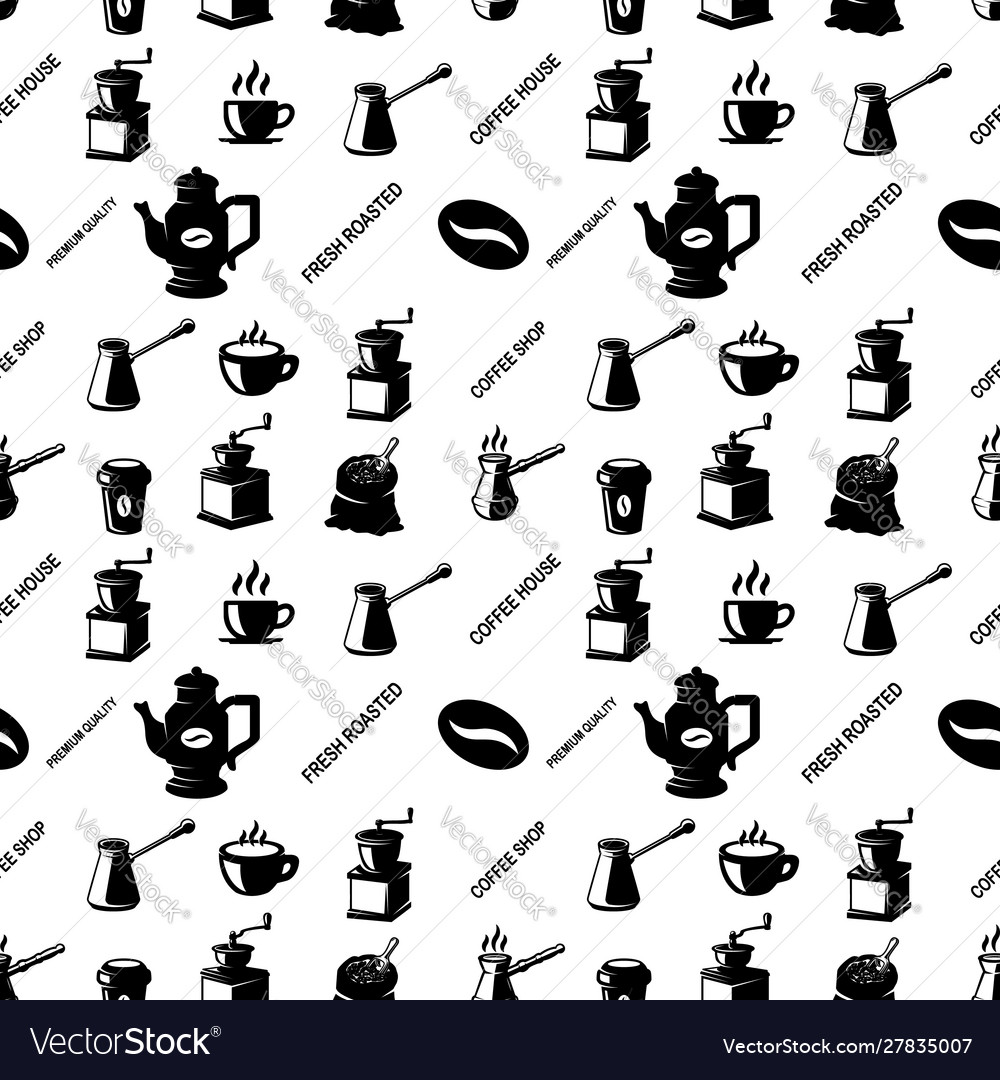 Seamless pattern with coffee design elements Vector Image