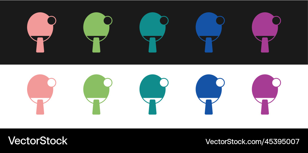 Set racket for playing table tennis icon isolated Vector Image