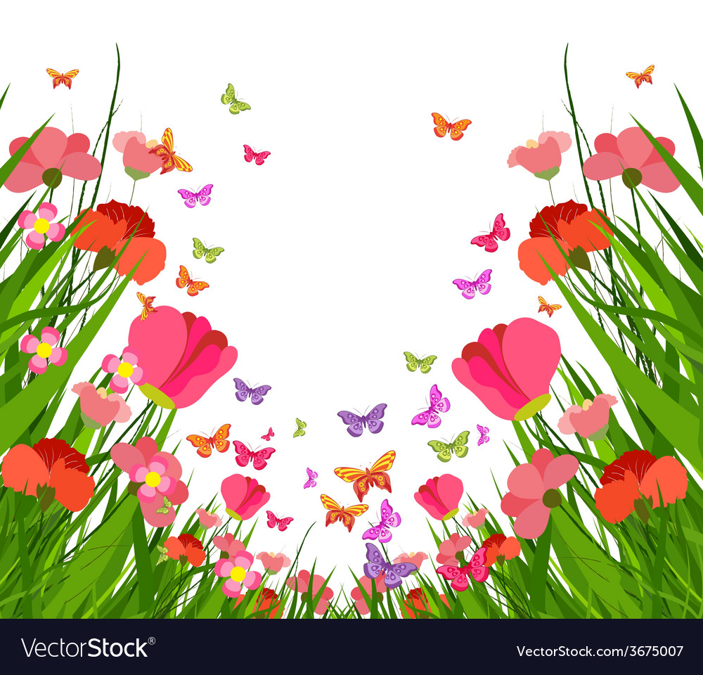 Spring flower and butterfly Royalty Free Vector Image