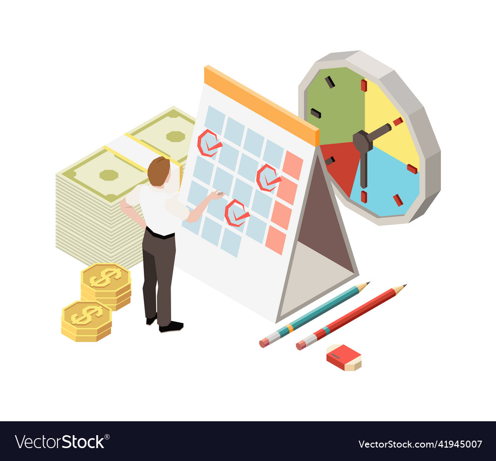 Time complete tasks composition Royalty Free Vector Image