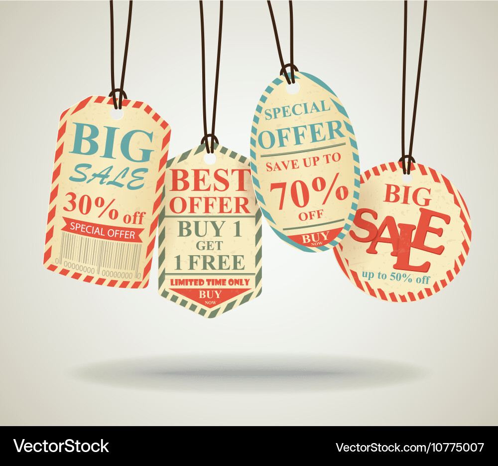 Vintage sale tags design retro Royalty Free Vector Image