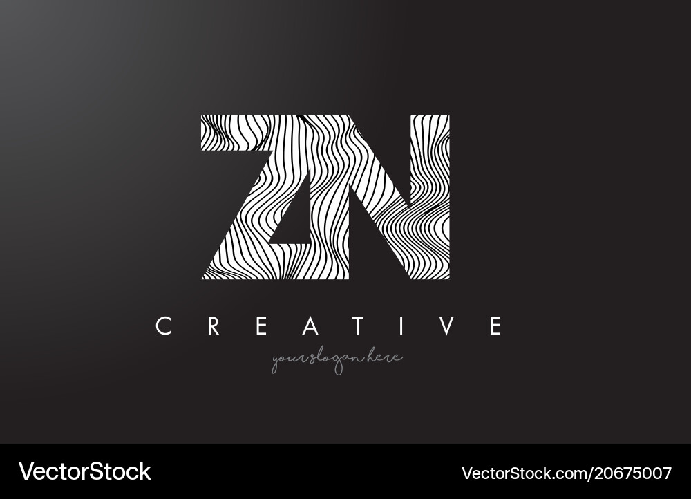 Zn z n letter logo with zebra lines texture Vector Image
