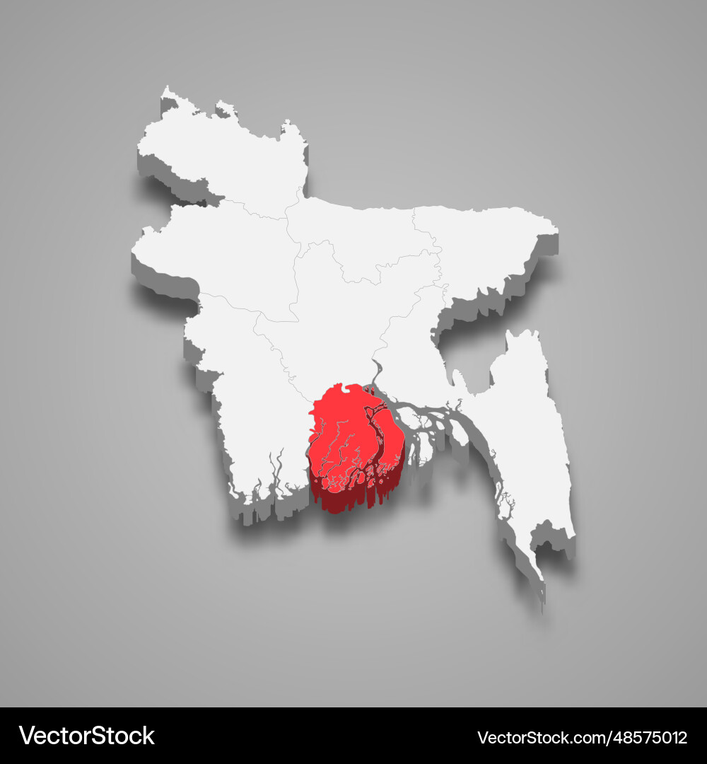 Barisal state location within bangladesh 3d map Vector Image