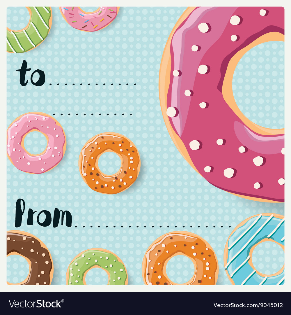 Birthday card design with colorful tasty donuts Vector Image