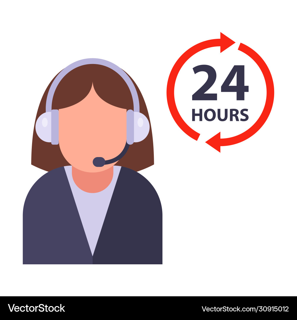 Call center 24 hours receive a around Royalty Free Vector