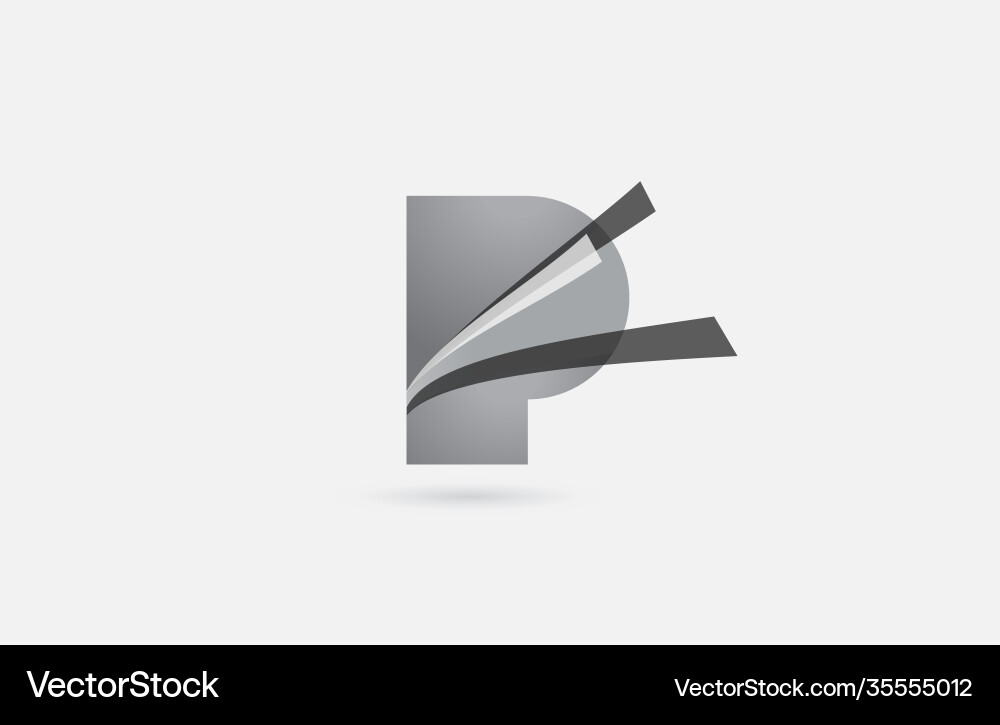 Grey black p alphabet letter logo icon Royalty Free Vector