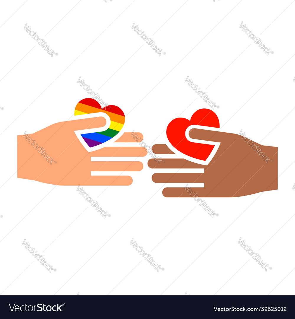Hands Gesture With Heart And Flag Of Pride Lgbt Vector Image