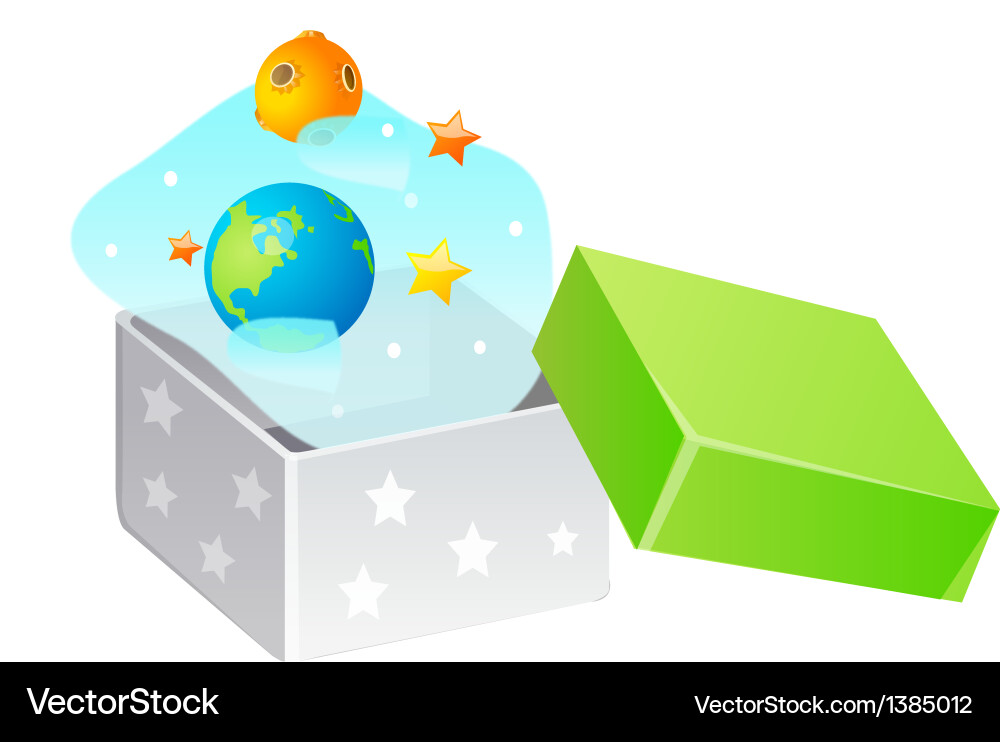 Icon earth and planet in the box Royalty Free Vector Image