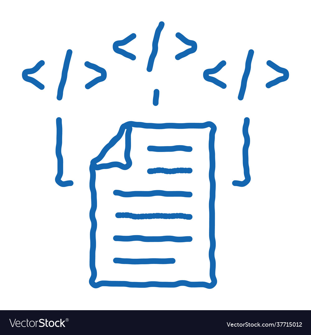 Programming code file doodle icon hand drawn Vector Image