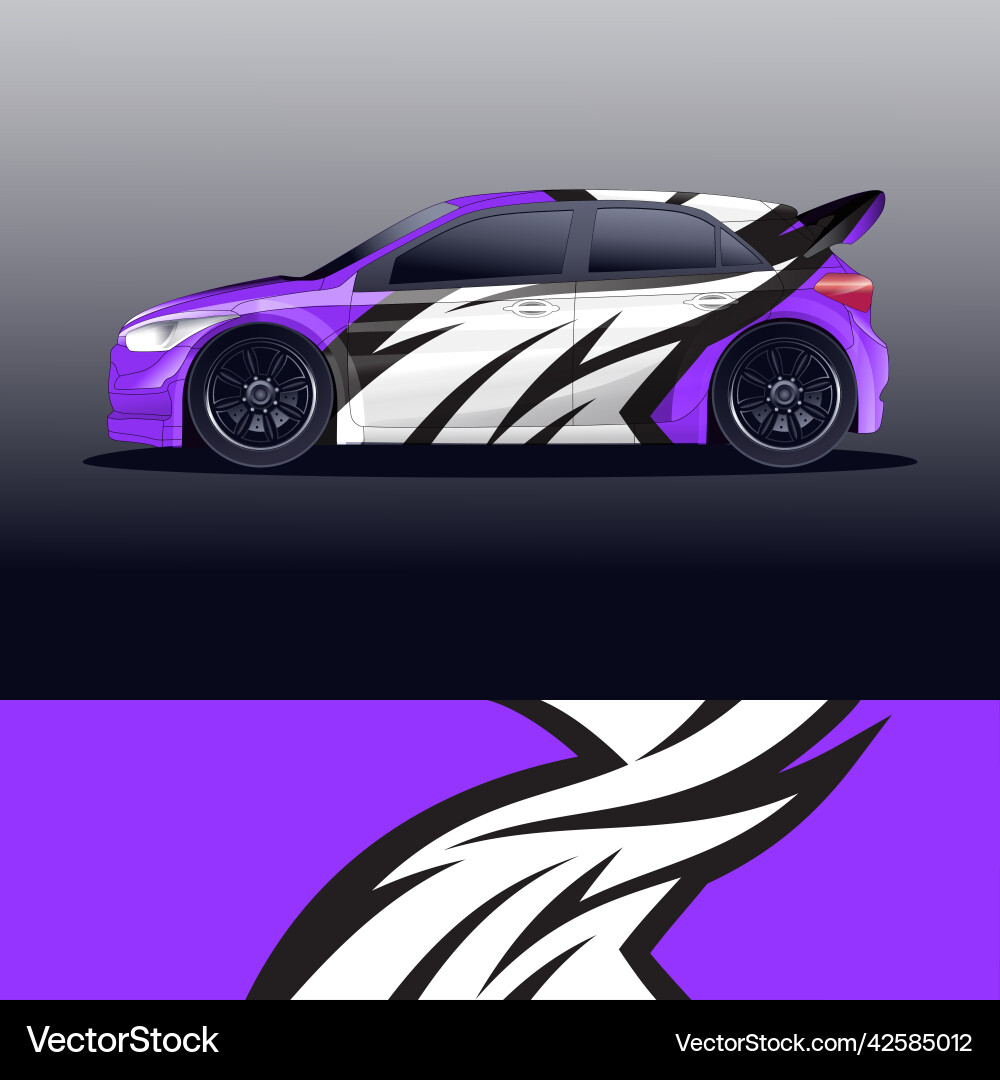 Rally car decal graphic wrap Royalty Free Vector Image