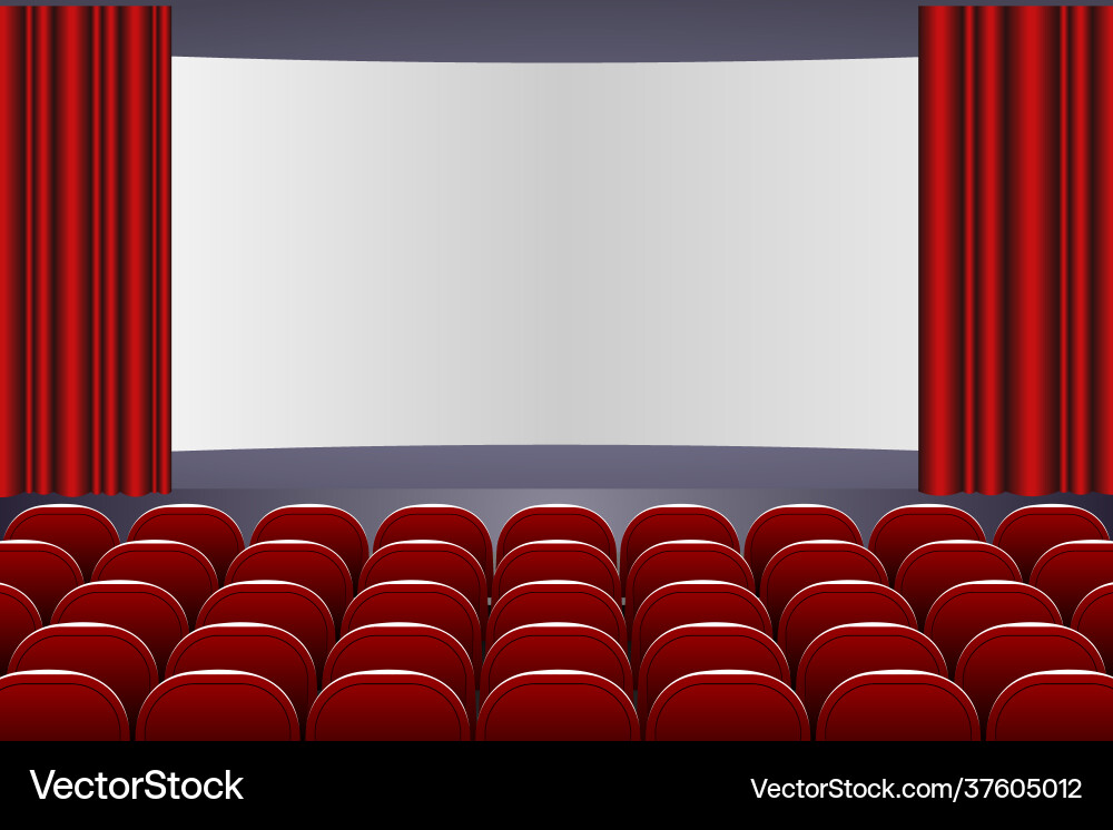 Theater auditorium with rows red seats Royalty Free Vector