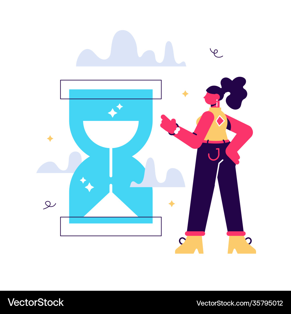 Time management young female character looking Vector Image