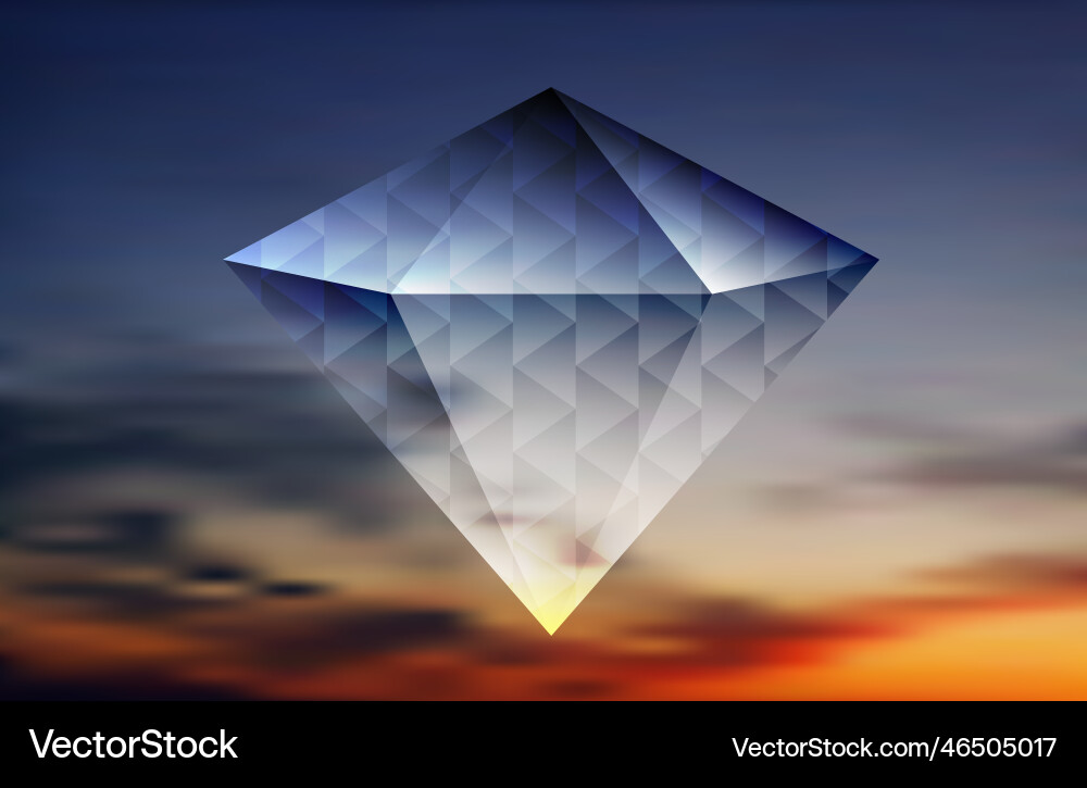 Abstract shiny diamond on the sky background Vector Image