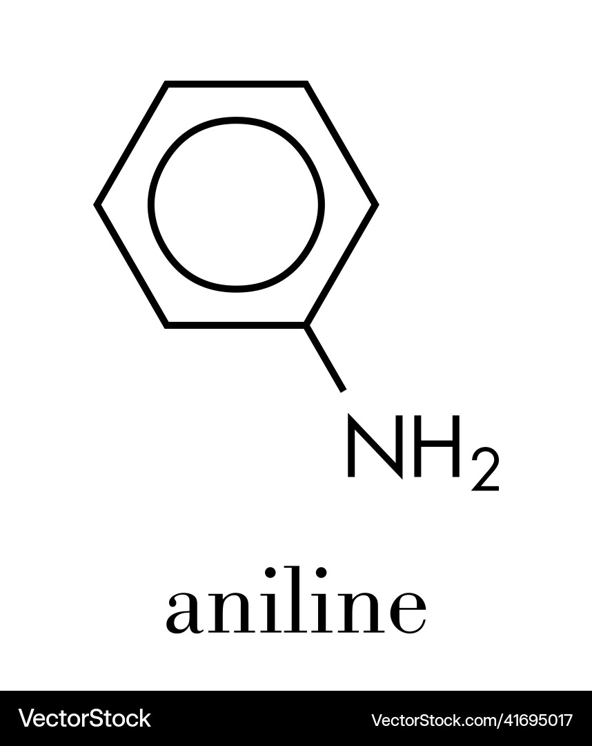 Aniline phenylamine aminobenzene molecule Vector Image