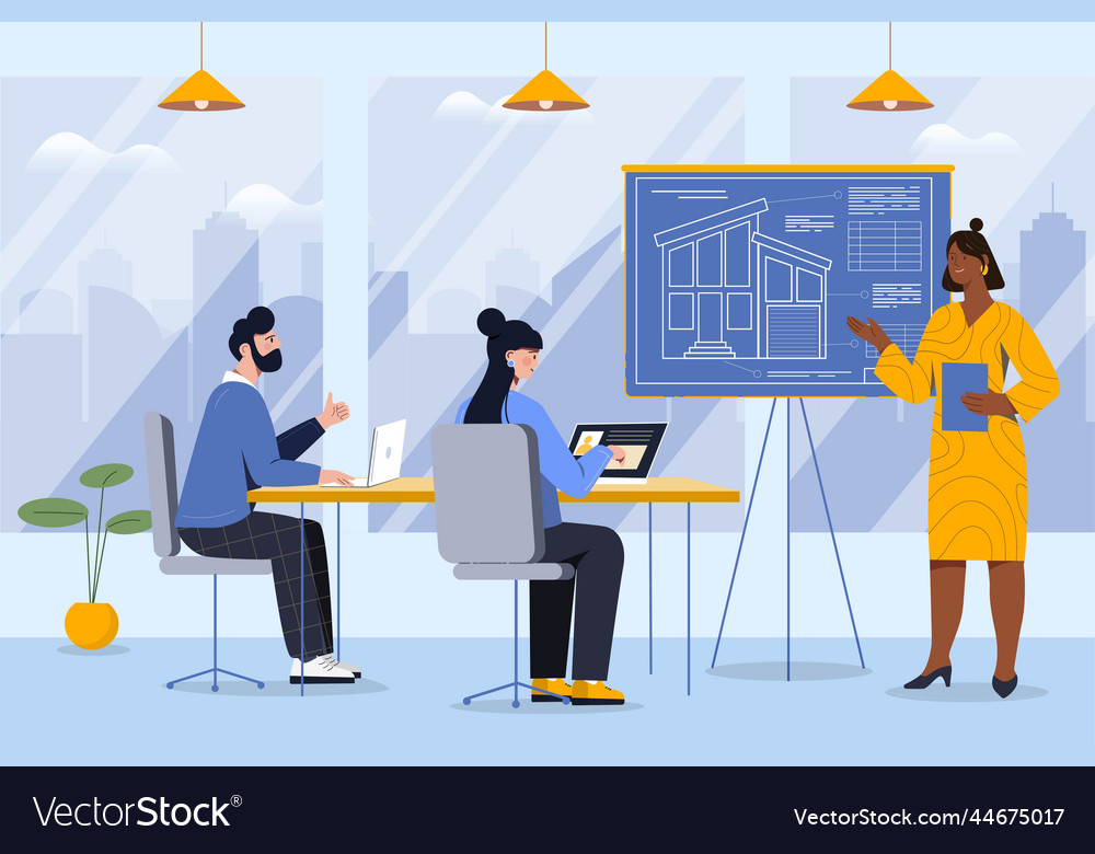Architect project presentation Royalty Free Vector Image