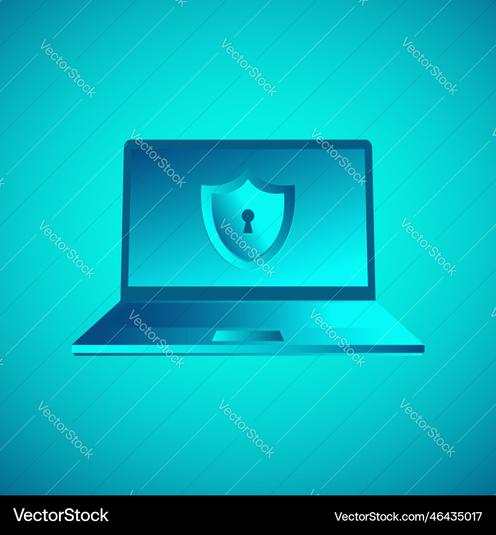 Blue laptop vpn security banner mockup template Vector Image