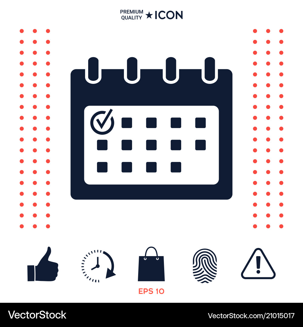 Calendar icon with check mark Royalty Free Vector Image