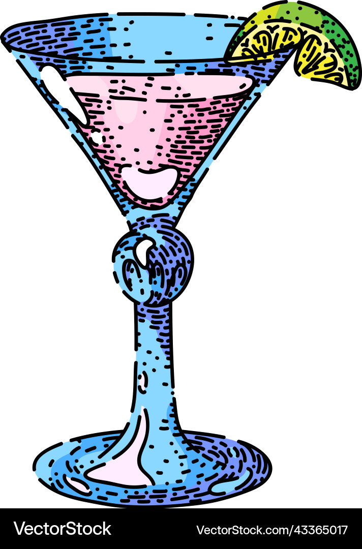 Cosmopolitan cocktail sketch hand drawn Royalty Free Vector