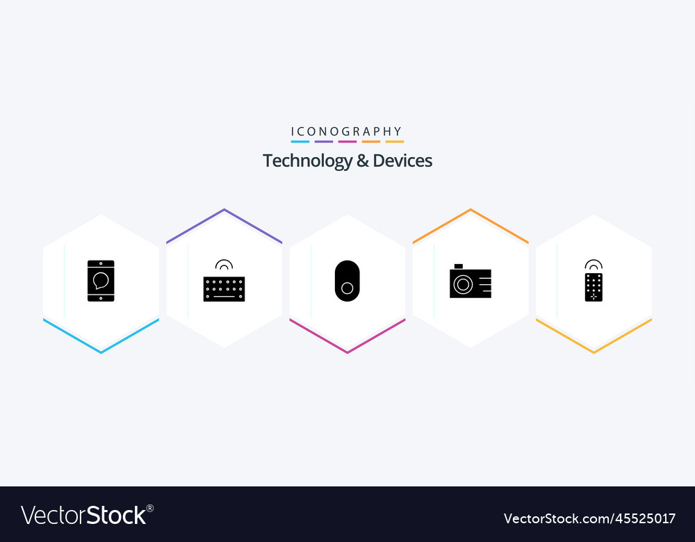 Devices 25 glyph icon pack including tv control Vector Image