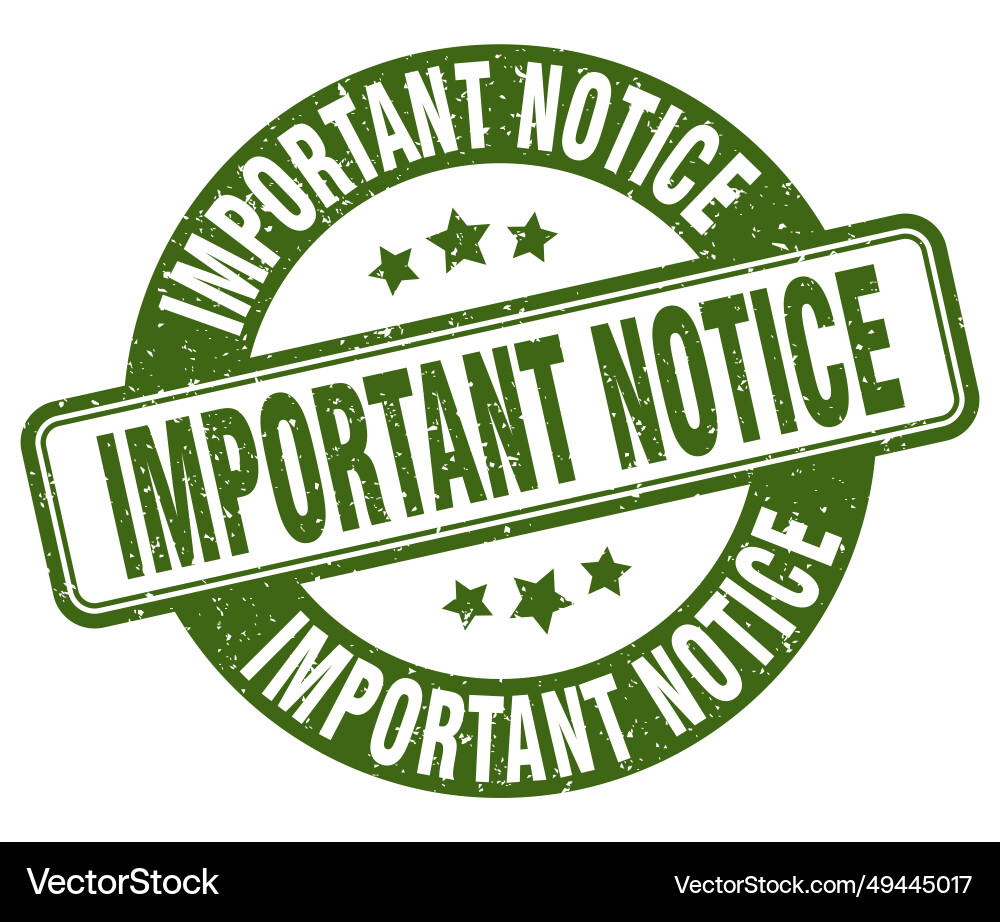 Important notice stamp important notice label Vector Image