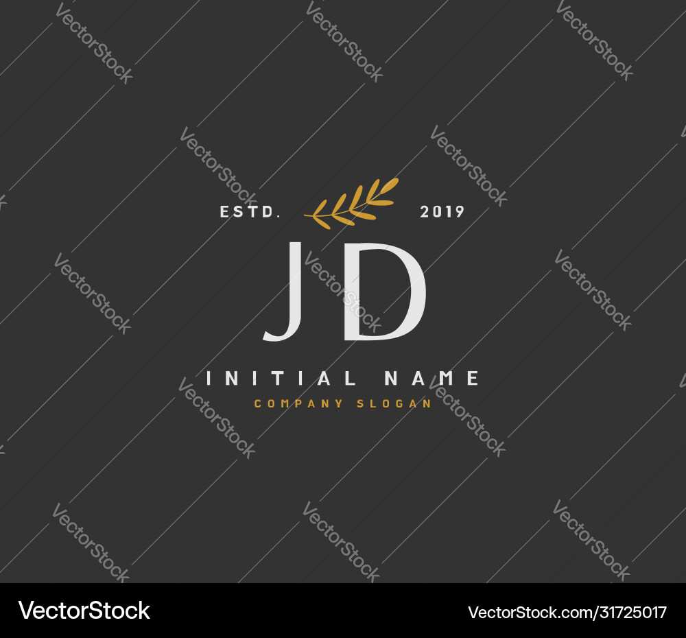 J d jd beauty initial logo handwriting logo Vector Image