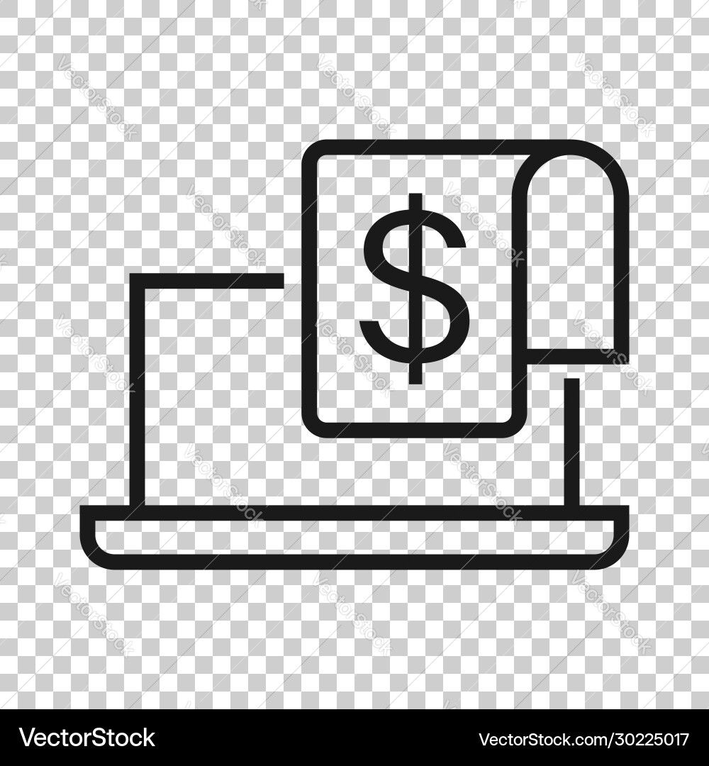Laptop with money icon in flat style computer Vector Image