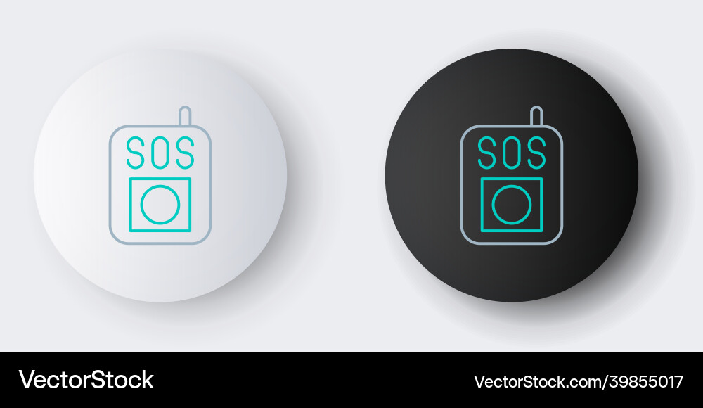 Line press the sos button icon isolated on grey Vector Image
