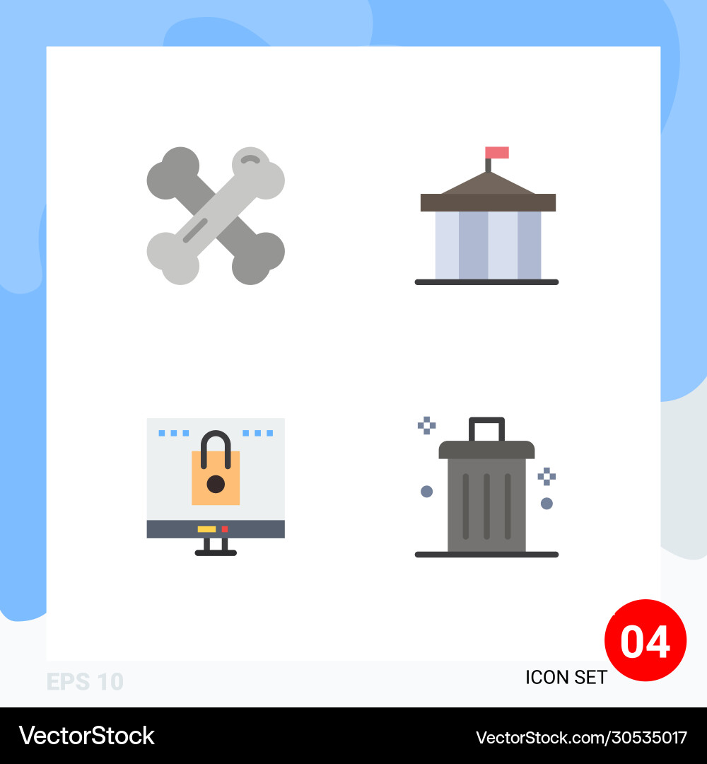Pack 4 creative flat icons bone health bag Vector Image