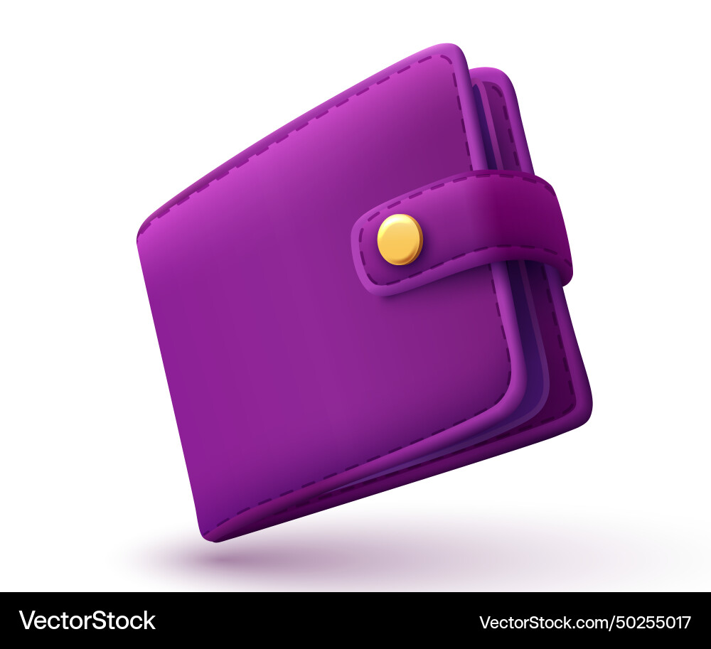 Realistic leather wallet isolated on white Vector Image