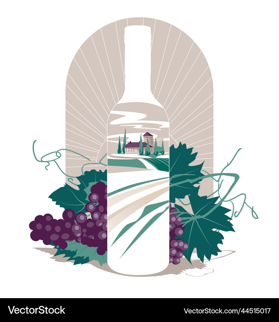 Retro poster with a bottle containing a winery Vector Image